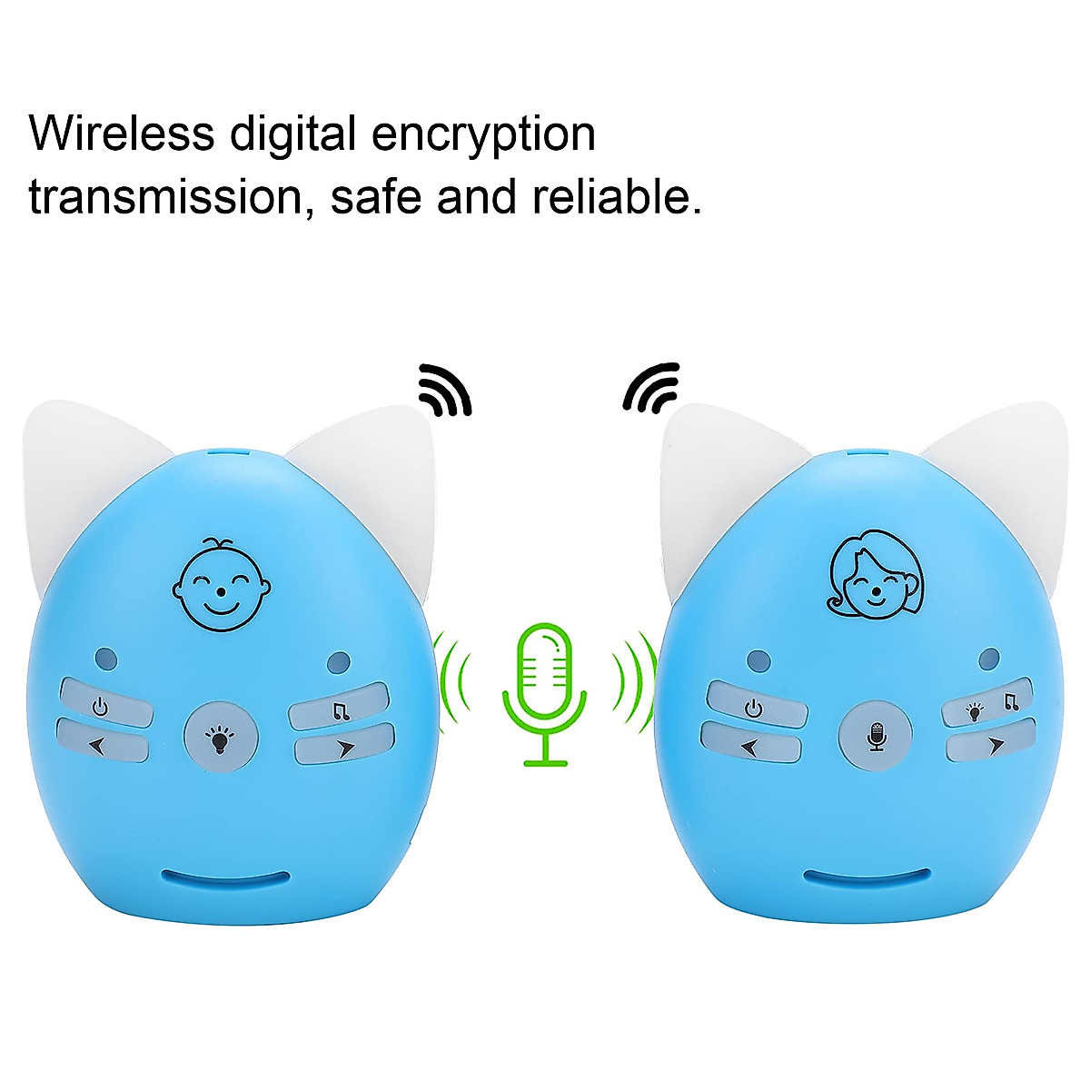 Wene Baby Sound Monitor, Blue Audio Baby Monitor Night Light for Home for Baby Sleeping for Elderly Two Way Talk(American Standard (100-240V))