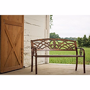 Leigh Country Fleur De Lis Metal Bench