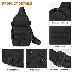 Pinprin Tactical Chest Bag Military Molle Sling Bag Waterproof Outdoor Shoulder Bag