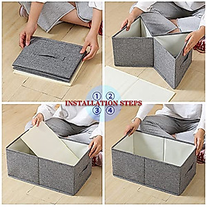 Foldable Storage Bins Rectangle Fabric Storage Basket, Closet Organizer Bins with Handles, Toy Organizer, Baskets for Gifts Empty for Home Office Kids Room Clothes Closet Shelves (Large-18.6L x 11.2W x 8.1H)