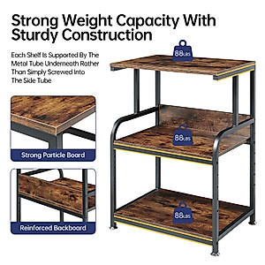 Fannova Printer Stand, 3 Tier Printer Cart with Storage Shelf, Rolling Printer Table with Wheels for Home Office Organization, Stand for Heat Press Microwave, Industrial Style