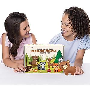 CiyvoLyeen 2 Pack Animals Sewing Craft Kit for Kids- Woodland Animals Felt Sewing Craft Kit & Puppy Craft Kit for Beginners