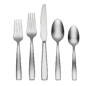 Oneida Everdine 45 Piece Everyday Flatware, Service for 8, 18/0 Stainless Steel, Silverware Set, Dishwasher Safe, Silver