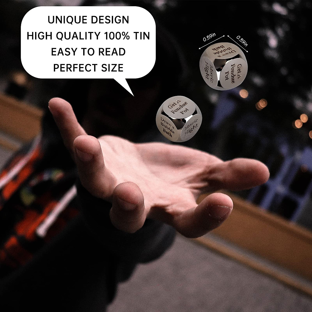 CQNET TIN Date Night Dice 10th Anniversary Special 10 Year Anniversary Date Night Entertainment Gift for Anniversary, Wedding, Valentine, Birthday, Christmas