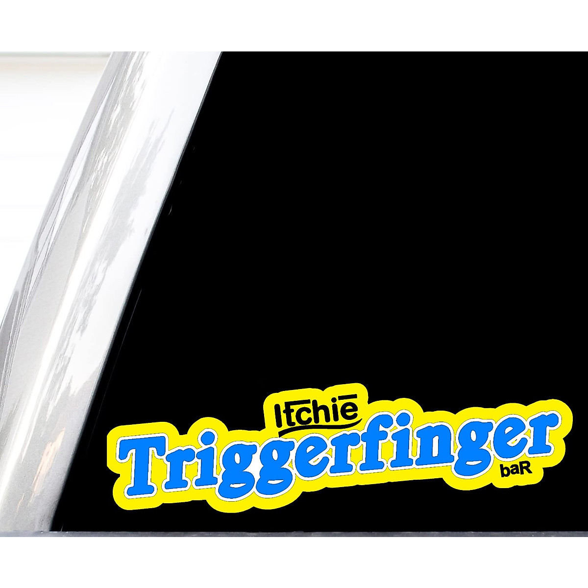Triggerfinger Decal, H 2.5 By L 8.5 Inches, Blue, White And Yellow, Airsoft Stickers, Funny Vinyl Gun Shirts, 2nd Amendment, Come And Take Them, Guns Save Lives, JDM, Liberty, USA Flag Vinyl Stickers, Silhouette Shooting Target, Pistol, BB Gun, Air Rifle,