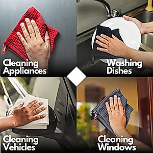 ORMYSA 100% Cotton Red Waffle Weave Dish Cloths for Washing Dishes - Pack of 8, 12"x12" Dishcloths for Kitchen, Fast-Absorbing, Quick-Dry, Super Soft Dish Rags