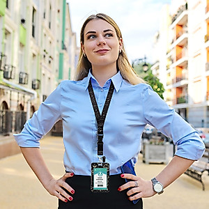 ID Badge Holder with Lanyard, Retractable Badge Holders Reels with Lanyards Adjustable, for Women Kids Teacher Nurses Doctor Student