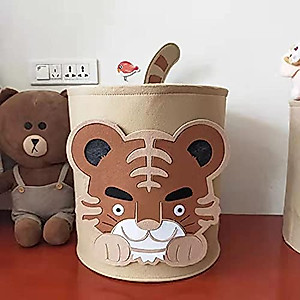 Wei Long Cute Foldable Felt Laundry,Nursery Hamper Laundry Basket,Storage Baskets for Kids Boys and Girls,Office,Bedroom,Clothes,Toys(Lion)
