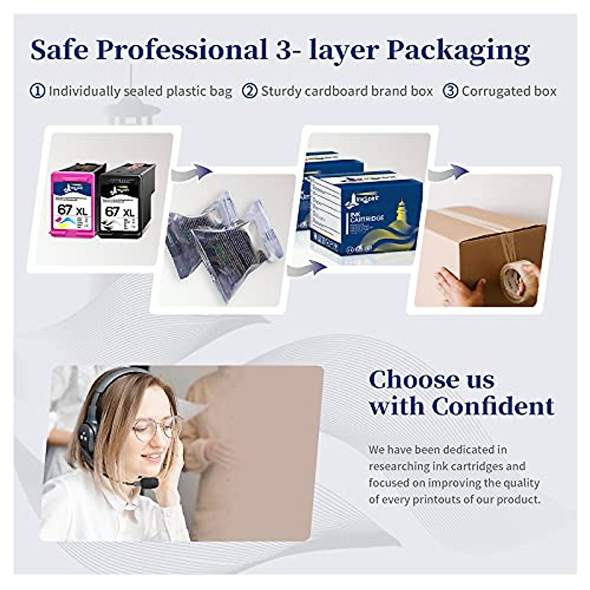 InkSpirit Remanufactured 67 Ink Cartridge Black Color Combo Pack, Replacement for HP 67XL for DeskJet 2700 2725 2752 2755 2732 Plus 4100 4152 4155 4140 Envy 6000 6055 6052 Pro 6400 Printer, 2 Pack