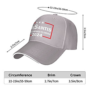 KATAKU Ron Desantis 2024 Make America Florida Baseball Cap Men Women Plain Adjustable Twill Low Profile Hat Gray