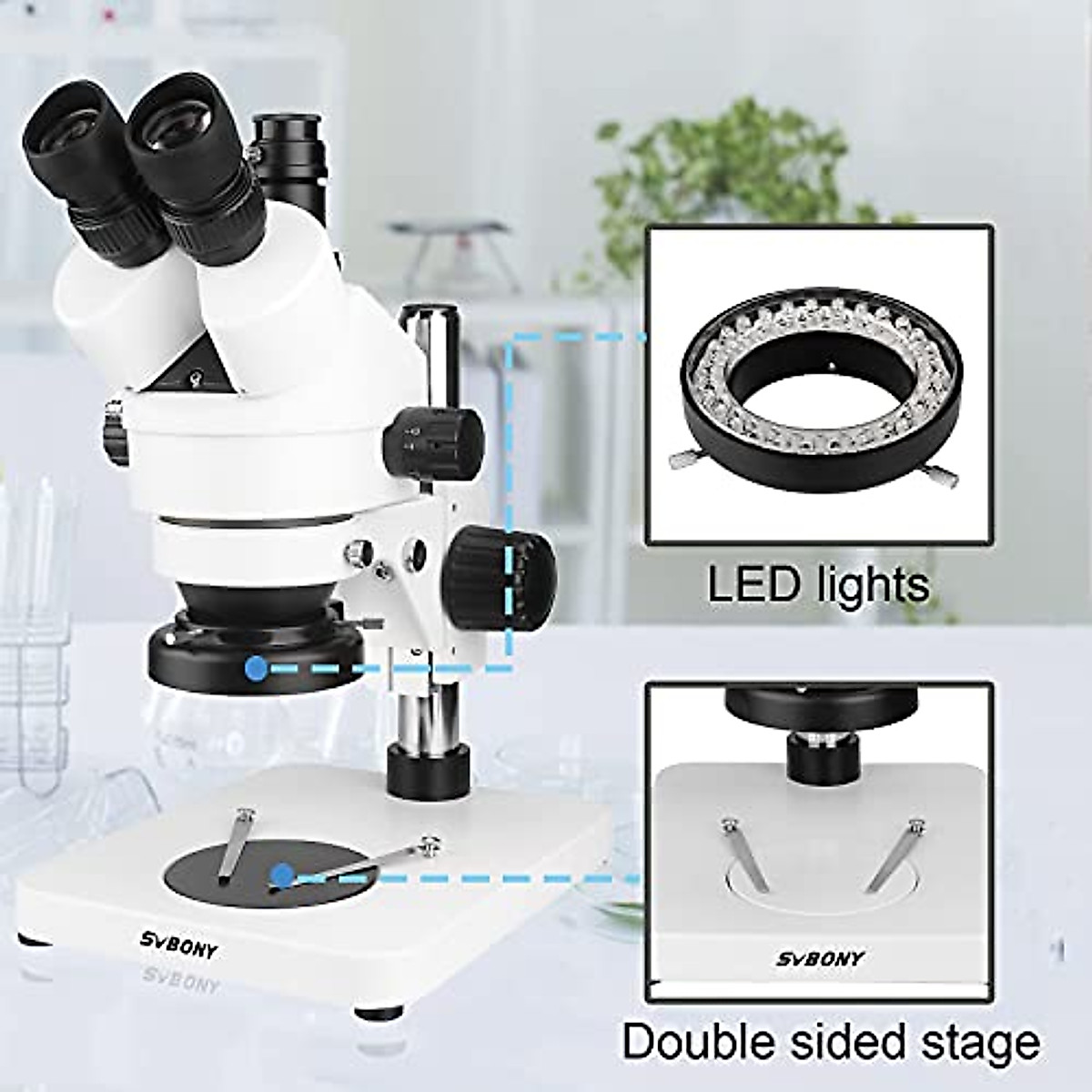 SVBONY SV218 Microscope Lens Adapters to Connect Mobile Phone to SM402 Professional Trinocular Stereo Zoom Microscope Eyepiece for Camera and Video