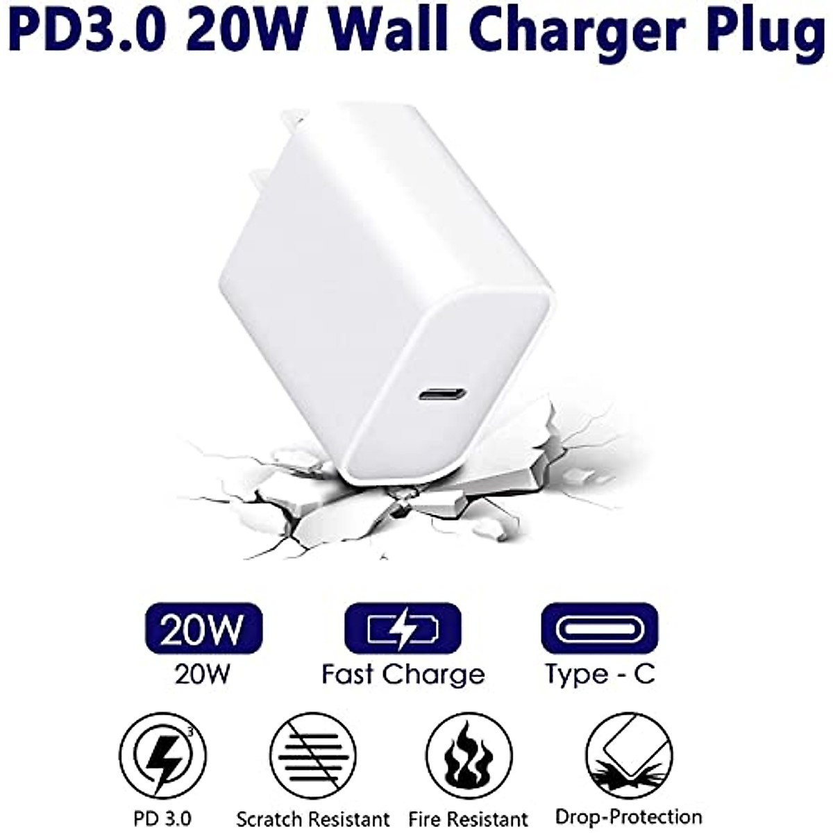iPhone Fast Charger Cable【Apple MFi Certified】20W PD USB C Wall Charger Type C Power Adapter Lightning Cable Fasting Charging Plug Compatible with iPhone 12/12 Pro/11/XS/Max/XR/X/8 Plus/SE 2020, iPad