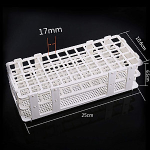 Plastic Test Tube Rack Detachable Holder Storage Stand, Holds 60, for 16mm Dia. Tubes White