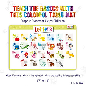 merka Kids Placemat Disposable Placemats for Baby Toddler Placemats ABC Mat Alphabet Learning and Fun Activities Non-Slip Silicone Mat for Dining Table