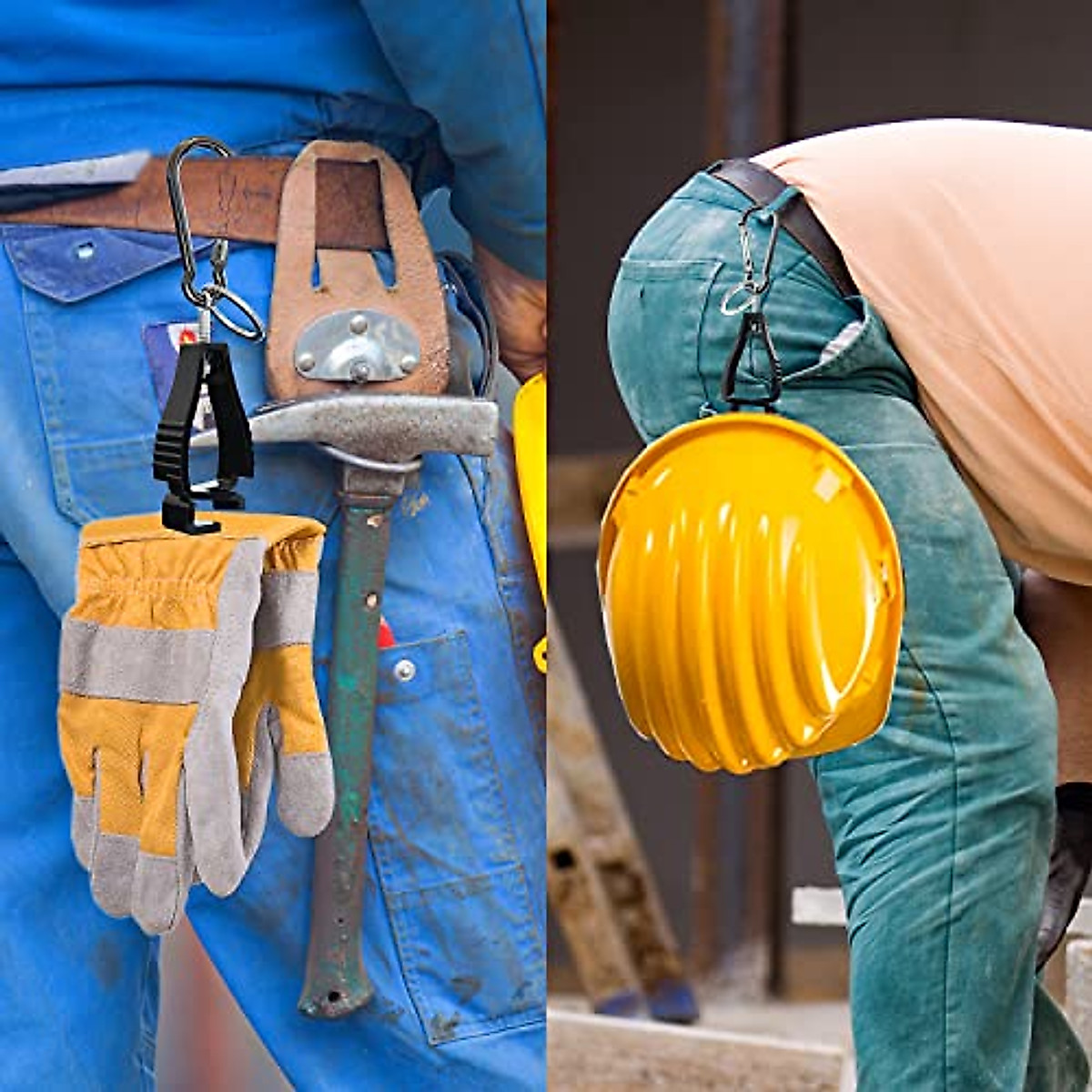 HEBELLE 4-Pack Glove Clips for Work Gloves, Ideal for Construction, Black