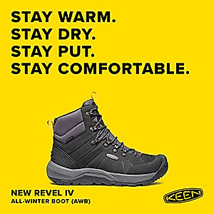 KEEN Men's Revel 4 Mid Height Polar Insulated Waterproof Snow Boots, Black/Magnet, 10