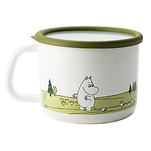 Fuji Enamel MTG-14MP Storage Container, Enameled Stockpot, Moomin, Olive, 5.5 inches (14 cm)