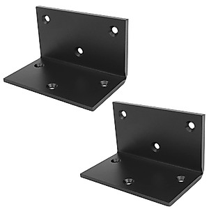 heneng 2 Pcs 3" x 5" Black Corner Brackets, L Shape Angle Connector, 6 Gauge, Max Load 220 lbs