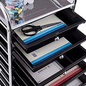 Giantex 10 Drawer Rolling Storage Cart Scrapbook Paper Office School Organizer (Black)