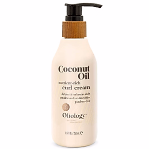 Oliology Coconut Oil Curl Cream - Defines & Enhances Curls & Waves | Botanically Infused | Conditions & Reduces Frizz | Made in USA, Cruelty Free & Paraben Free (8.5oz)