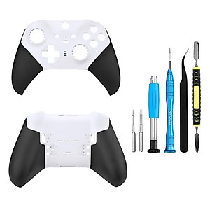OEM Front and Back Housing Shell Replacement Kit for Xbox Elite Series 2 Controller - Includes Faceplate, Grip Cover, and Repair Tools (White)