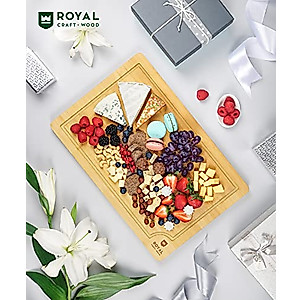 Extra Large Wooden Cutting Boards for Kitchen Meal Prep & Serving - Bamboo Wood Cutting Board with Deep Juice Groove - Charcuterie & Chopping Butcher Block for Meat - Kitchen Gadgets Gift (XL 18x12")