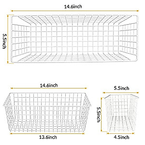 KINLINK [Extra Large Wire Baskets, Wire Storage Baskets Durable Wire Baskets for Storage Wall Mount, Hanging Wire Baskets Wall Mount Baskets for Kitchen, Bathroom, Closets, Countertop - 2 Pack, White
