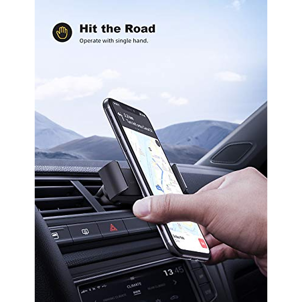 Lamicall Car Vent Phone Mount - Air Vent Clip Holder, Universal Stand Hands Free Cradle Compatible with Cell Phone 14 13 12 Mini 11 Pro Xs Max Xr X 8 7 6 6s Plus SE Smartphones Black