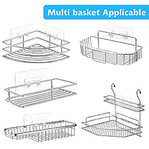 8 Pcs Shower Caddy Adhesive Hooks Replacement, Corner Shower Caddy Adhesive Sticker Hooks, No Drilling Transparent Bathroom Shelf Basket Soap Dish Hanging Hooks Kitchen Racks Accessories