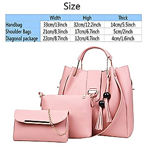 BUNEX Womens Crossbody Bags Solid Leather Fashion Upgrade 3pcs Set Handbags Wallet Tote Bag Shoulder Bag Satchel