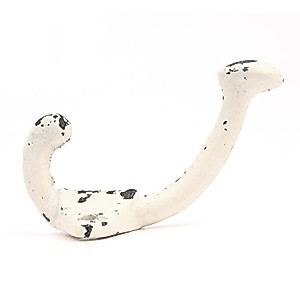 BarnwoodUSA | Distressed White Cast Iron Wall Hook | Chic White Decorative Hook | Wall Mounted Hook for Rustic Style | Distressed White | 3 3/8" L