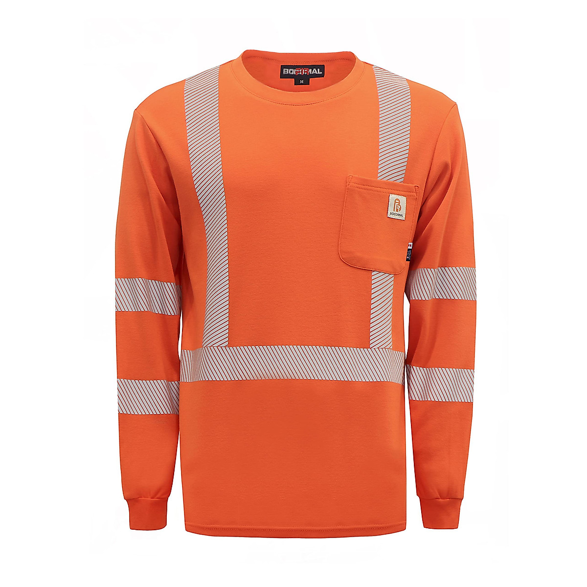 BOCOMAL FR Tee Shirts High Visibility/Hi Vis Flame Resistant/Fire Retardant Shirt 7oz Orange Men's Safety Shirts