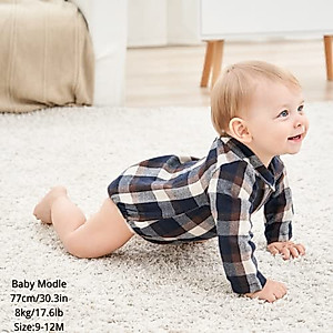 Newborn Baby Girl Boys Christmas Outfits Plaid Flannel Shirt Long Sleeve T-Shirt Tops Kid Clothes 6-9M