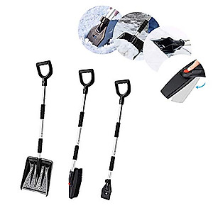 3-in-3 Snow Shovel Kit Snow Shovel with Ice Scraper and Snow Brush, Collapsible Snow Sand Mud Removal Tool for Garden, Camping, Car and Other Outdoor Activities