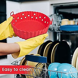 Silicone Air Fryer Liners 7.5 Inches - Reusable Silicone Air Fryer Liners - Silicone Fryer Basket Heat Resistant Liners - Fits 3 to 5 l Round Pot Air Fryers - Non-Stick Air Fryer Oven Accessories