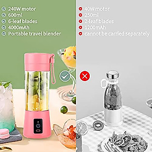 Portable Blender 20 oz, Travel Blenders for Shakes and Smoothies with 6 Blades, Usb Personal Size Blender for Kitchen,Home,Gym,Travel