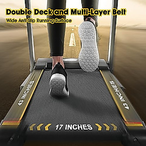 Treadmill with 3-Level Manual Incline for Home Use 17'' Wide Folding Electric Running Machine 2.5HP/8.5MPH with 15 Preset Programs Running Machine Large LCD Display