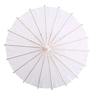 (Pack of 2) Paper Parasol Chinese/Japanese Decorative Umbrella White DIY Painting Decorative Umbrella Wedding Bridal Party Decor Photo Cosplay Prop(20cm / 7.87in)