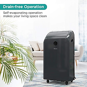Hisense Portable Air Conditioner 9,000 BTU Cooling Dehumidifier Fan for Rooms up to 400 sq.ft, Remote Control, Long Distance Air Flow, Black