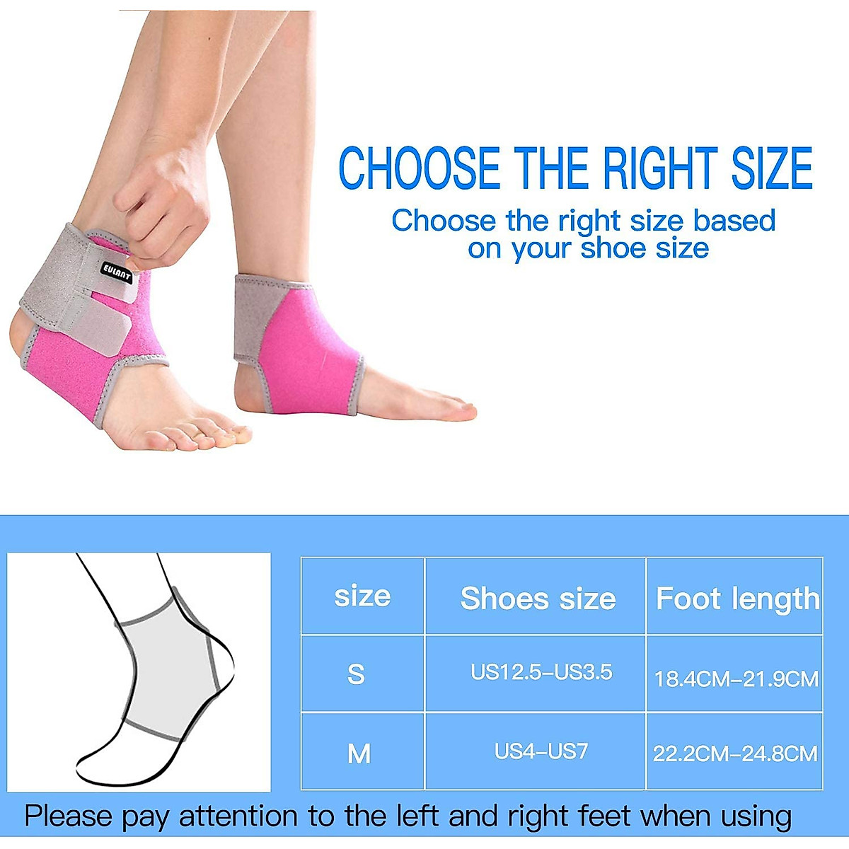 EULANT Kids Ankle Brace 1 Pair, Children Ankle Support, Ankle Compression Sleeve for Foot & Ankle Swelling, Achilles Tendon, Joint Pain, Injury Recovery, for Ice Skating Dance Hiking Running