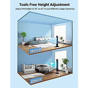 Aikoper Tower Fan, 42 Inch Bladeless Cooling Fans with Remote and Built-in 7Hrs Timer, 3 Modes and LED Display,Quiet Standing Fans for Home and Office