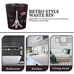 GANAZONO Rubbish Bin Trash Can Leather Wastebasket European Style Trash Bin Counter Top Garbage Container Bin Uncovered Waste Can for Bathroom Kitchen Home Office Waste Paper Basket