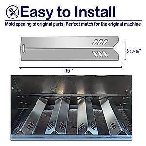Heat Plate Shields 15" Gas Burner Cover BBQ Grill Replacement Parts for Dyna-Glo DGF493BNP, Backyard BY13-101-001-13, Uniflame GBC1059WB, 5 Pack Heavy Duty Stainless Steel Flame Tamer Heat Tent