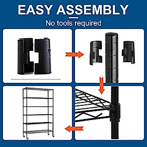 Dkeli Metal Storage Shelves 6 Tier Wire Garage Shelving with Wheels, 2100LBS Weight Capacity Heavy Duty NSF Height Adjustable Steel Shelving Rack for Pantry Kitchen Garage Basement, Black
