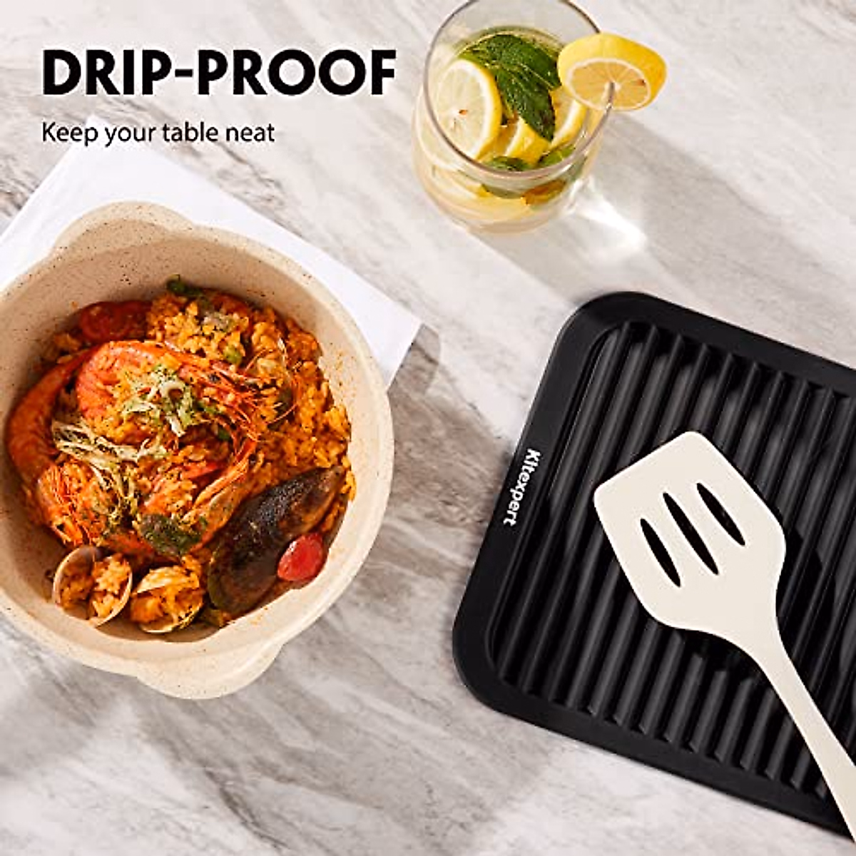 Silicone Trivets for Hot Dishes & Hot Pots and Pans -KITEXPERT Thick Hot Pads for Kitchen - Versatile Pot Holders & Heat Resistant Mats for Countertop - 2 Pack (Black)