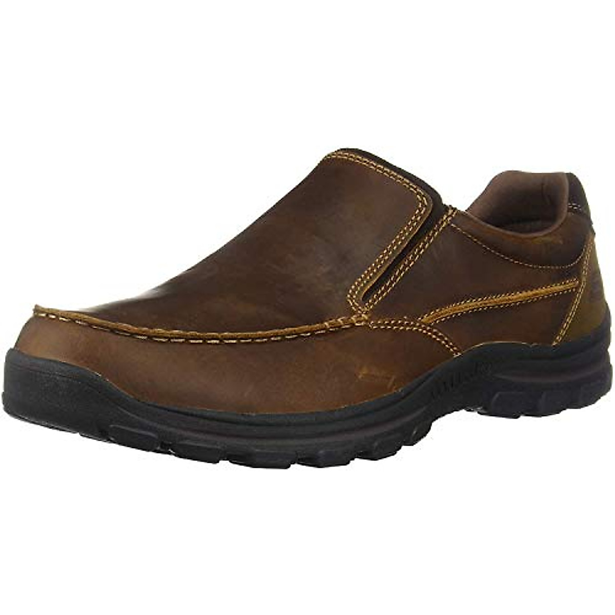Skechers Men's Braver-Rayland Slip-On Loafer, Dark Brown Leather, 10 2E US