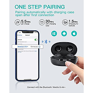 weetla Wireless Earbuds, Bluetooth5.2 Deep Bass Headphones with 4 Mics, 30 Hours Playtime, IPX7 Waterproof Stereo Sport Earphones in-Ear Buds for iOS & Android Black