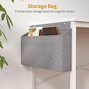 Cubiker Computer Desk 55 inch Home Office Writing Study Desk, Modern Simple Style Laptop Table with Storage Bag, White