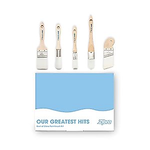 Zibra 5-Piece DIY Paint Brush Set with Detail and 2-inch Paint Brushes for Walls, Trim and Furniture, White