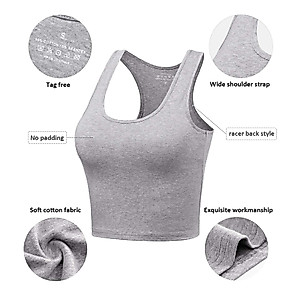 Porvike 3-Pack Sports Crop Tank Tops for Women: Racerback Yoga, Running, Gym Workout Shirts (S, Black/White/Grey)